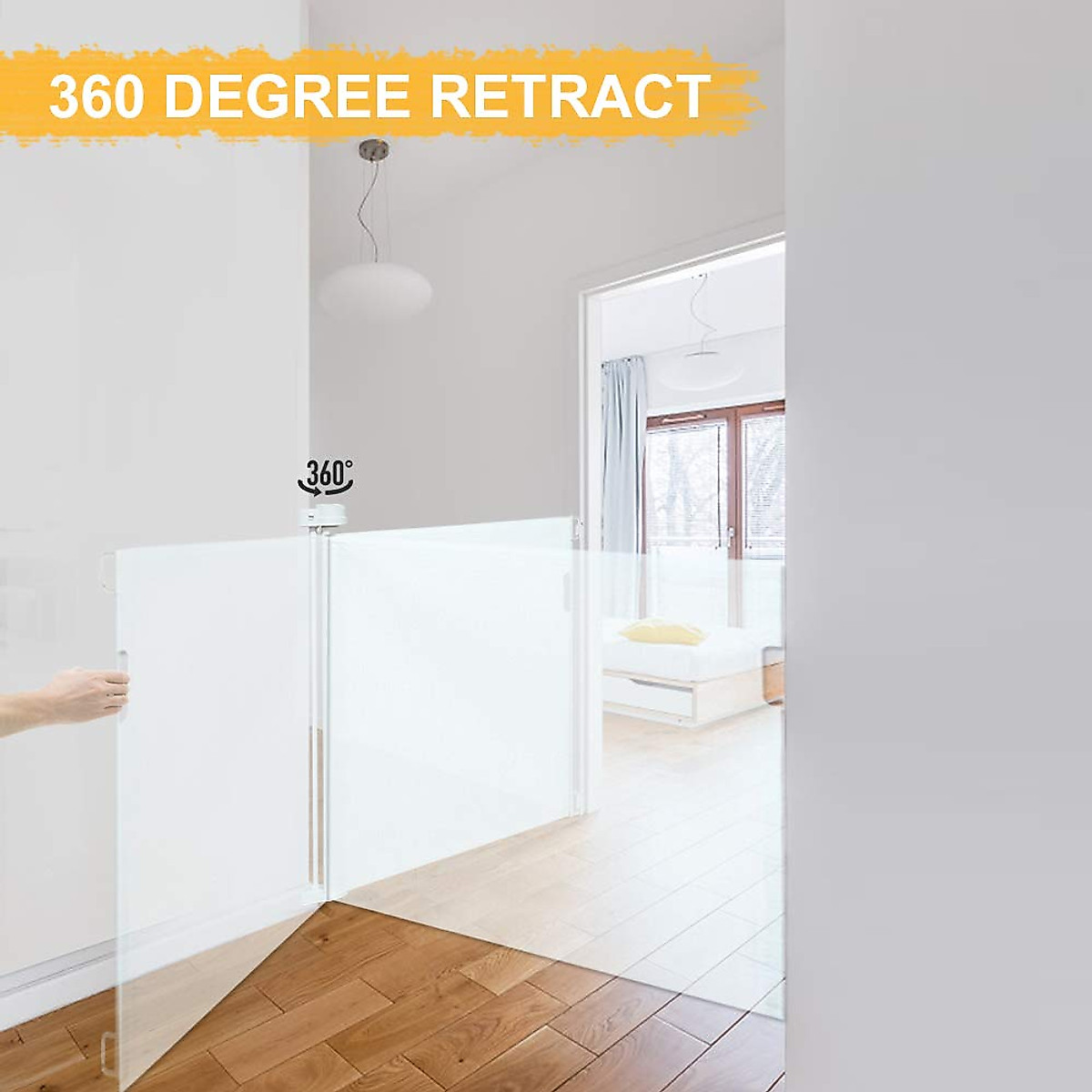 Mesh Retractable Gates for Babies and Pets, PRObebi Safety Baby Gate for Indoor/Outdoor/Stairs/Doorways/Deck/Banisters (130cm/52 inch)