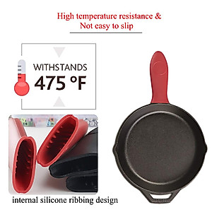 NACTECH Silicone Hot Handle Cover Heat Resistant Silicone Handle Grip Non Slip Cast Iron Skillet Handle Cover Kitchen Accessory Protects Hands from Hot Pan Handles