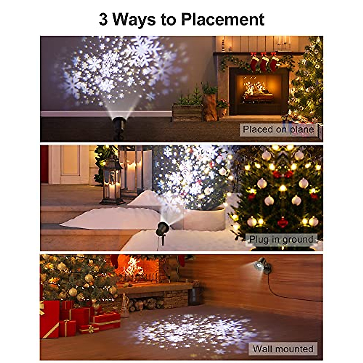 gaiatop Christmas Projector Lights Outdoor, Highlight Led Snowflake Lights Projector, Waterproof Landscape Christmas Decorations Lighting for Xmas Home Party Wedding Garden Patio