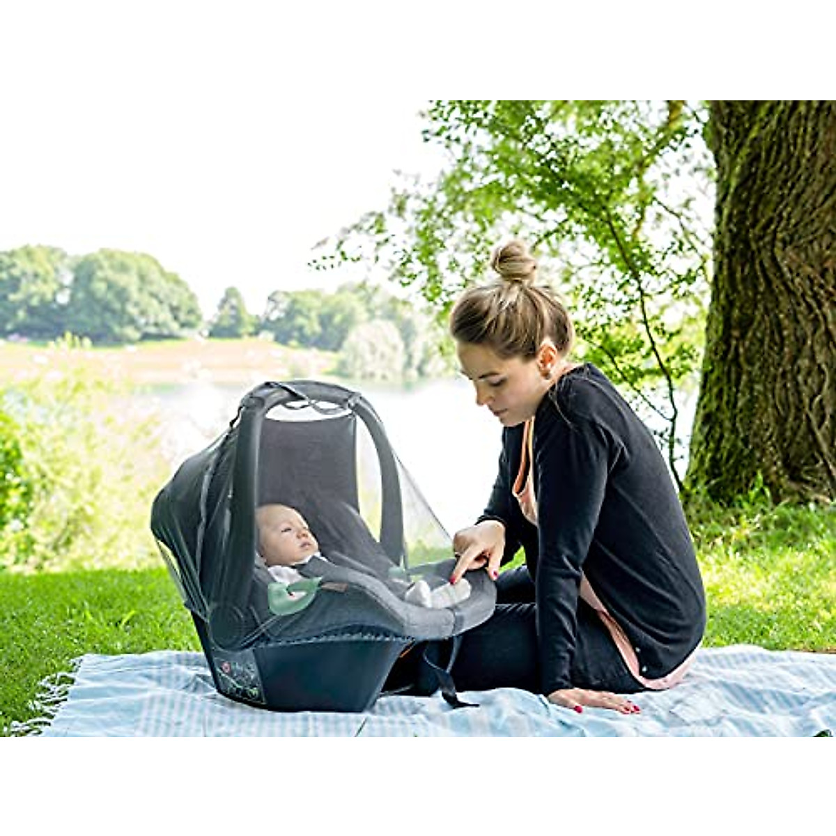 Inlesioo Mosquito Net for Baby Car Seats – Infant Car Seat Insect Mesh Net - Universal Fit, Premium Quality: Machine Washable - Gray