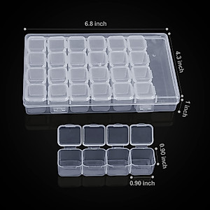 Ecurfu 84 Slots Diamond Painting Storage Containers, 28 Girds 3 Pack, Bead Storage Containers, Diamond Art Organizer Box, Diamond Painting Accessories, Embroidery Storage with Label Stickers