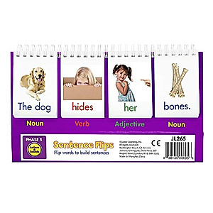 Junior Learning: Sentence Flips, Double-Sided Flip Stand, Enables Students to Build New Sentences,For Ages 4 and up,0.5 H x 9.25 L x 5.5 W