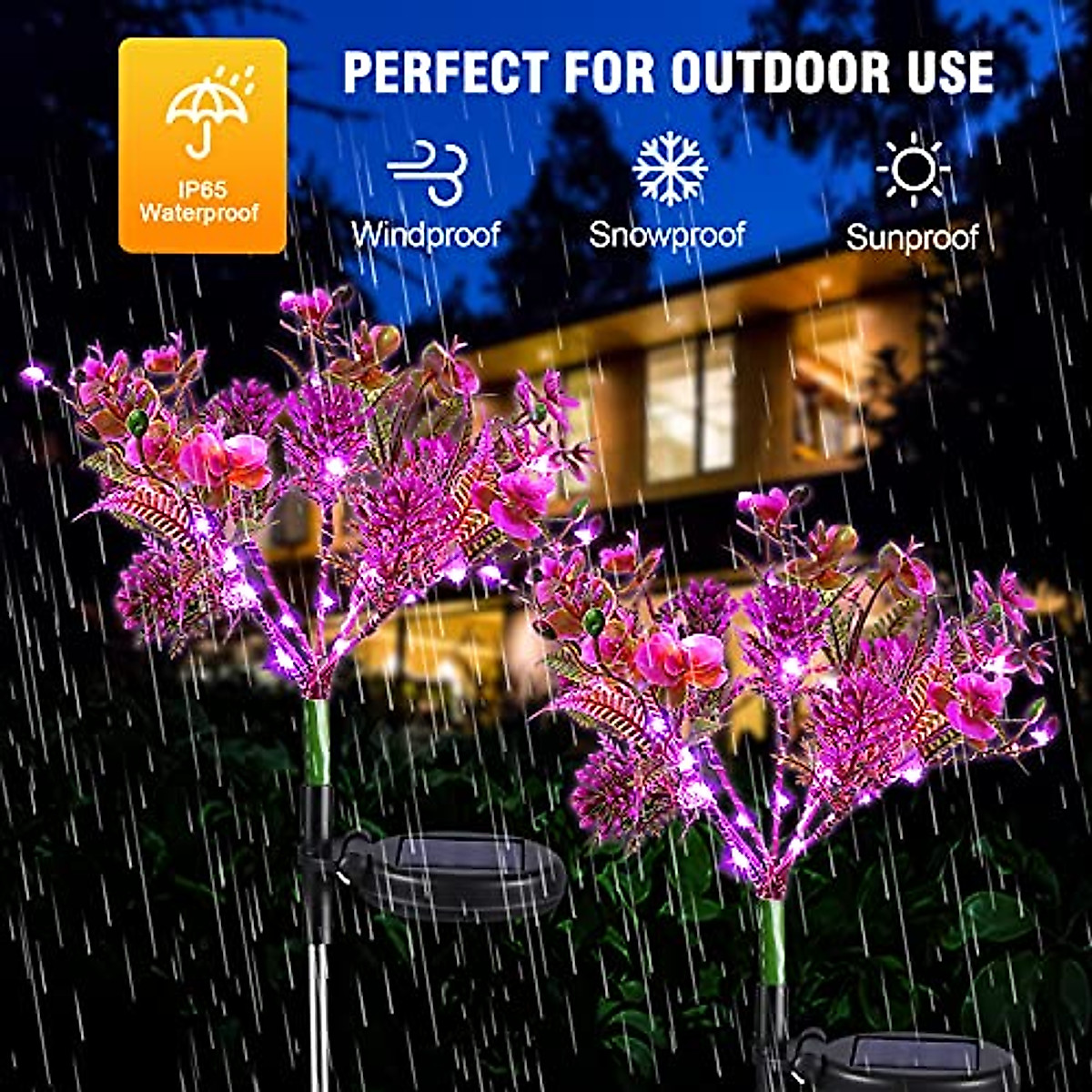Solar Lights Outdoor Garden Decorative, 2 Pack Solar Powered Phalaenopsis Flowers Lights Design, Upgraded Solar Lights Outdoor Waterproof IP65, Solar Garden Decorations - Gardening Gifts for Women
