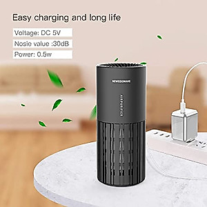 Newisdomake Air Purifiers for Bedroom Home, H13 true HEPA Car Air Purifier Cleans Air of Smoke, Pollen and Pet Dander, Suitable for Car, Table Top, Office & Traveling Use, Black Portable Air Purifier
