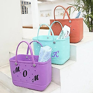 3PCS Letter Charms Compatible with Bogg Bags,2.75 in Large Size Bag Inserts Accessories Decorative Charm for Beach Bag (Black, L)