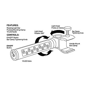 Barbecue Grill Light BBQ Grill Light- Battery Operated Led BBQ Light Aluminum Clamp Barbeque Grill Light - Cooking Light for Outdoor Grilling One of The Best Grill Accessories - BBQ Lights