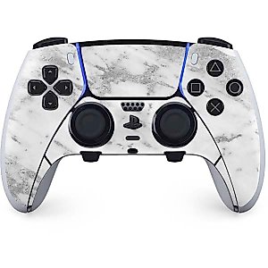 Skinit Gaming Decal Skin Compatible with PS5 DualSense Edge Pro Controller Originally Designed Silver Marble Design