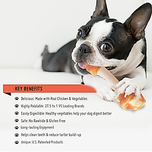 LuvChew Chicken Dog Chew Bones Medium, Rawhide Free, Grain Free, Made with Real Chicken & Wholesome Vegetables, Knotted Bones Medium 5pcs/Pack