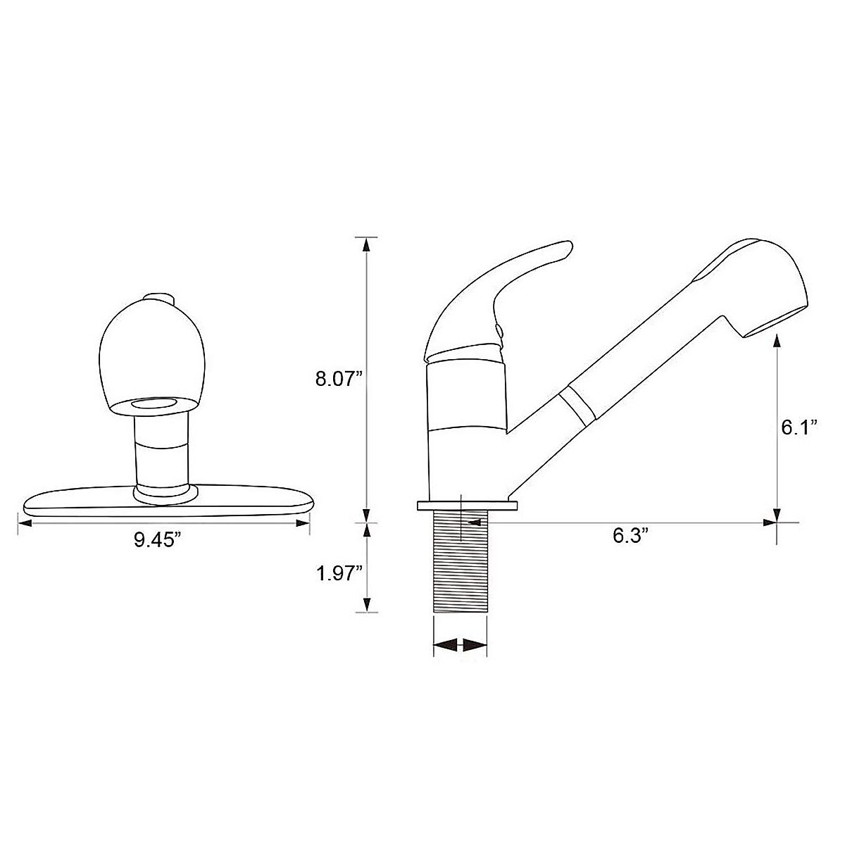 KINGO HOME Modern Single Handle Stainless Steel Brushed Nickel Pull Out Sprayer Bar Kitchen Faucet,Small Kitchen Sink Faucet with Escutcheons Single Hole Kitchen Faucet