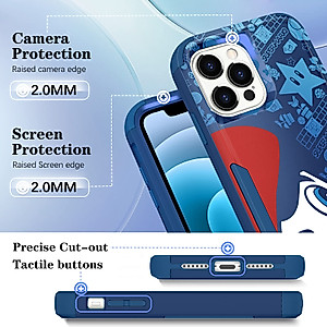 Oqplog for iPhone 13 Pro Max 6.7” Heavy Duty Phone Case for Girls Kids Women Boys Cute Anime Cartoon Hard Triple Layers Cover Full Body Rugged Military Grade Shockproof Cases for Apple 13 promax Maro