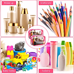 Weewooday 12 Pieces Clear Cosmetics Bag PVC Zippered Clear Toiletry Carry Pouch Cosmetic Makeup Bag Waterproof Makeup Vinyl Plastic Organizer Case for Vacation Bathroom