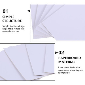 EXCEART 20Pcs Photo Frame Paper pre-Cut Frame mat Photo Frame Matte core Bevel Cut Mattes Backing Board matboard Uncut Photo mats Photo Board mat Photo pad White Suite Nonporous