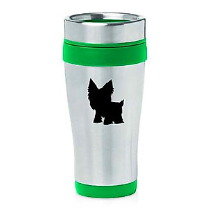 16oz Insulated Stainless Steel Travel Mug Coffee Mug Tumbler Yorkie (Green)
