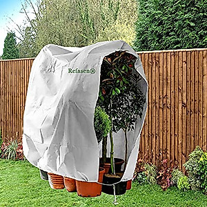 Refasen Plant Covers Freeze Protection,90”H X75”W 2.2oz Frost Blankets for Outdoor Plants Frost Cloth with Zipper Drawstring-Protect Trees Shrubs from Cold Frost Wind Pest