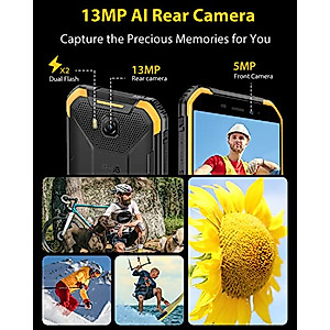 Ulefone Rugged Smartphone Unlocked, Armor X6 Pro(2022) IP69K Waterproof Phone, Android 12 8GB+32GB, 13MP+5MP, 5.0 inch, 4000mAh Battery, Global Dual 4G, NFC, Face ID Compass+GPS Shockproof (Orange)