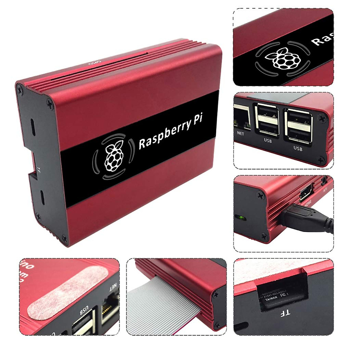 Eleduino Raspberry Pi 3 B+ Case, Raspberry Pi Aluminum Case for Raspberry Pi 3 B+, Pi 3 Model B, Pi 2 Model B (with Cooling Fan, Red)