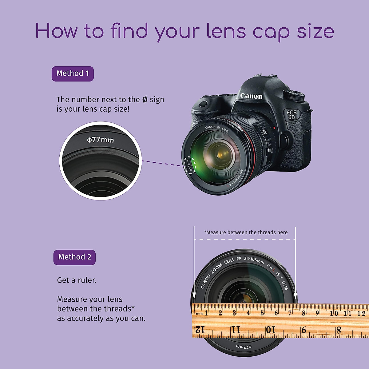 CamDesign 77MM Snap-On Front Lens Cap Cover Compatible with Canon, Nikon, Sony, Pentax All DSLR Lenses