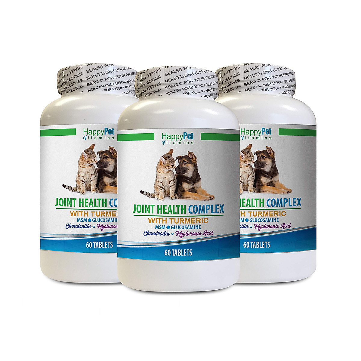 Dog Immune Supplements - PET Joint Health Complex with Turmeric - Dogs and Cats - MSM GLUCOSAMINE - Immune Boost - Vitamin e for Dogs Skin - 3 Bottles (180 Tablets)