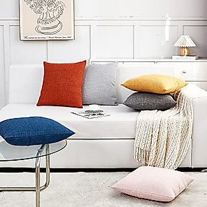 MERNETTE Pack of 2, Linen Decorative Square Throw Pillow Cover Cushion Covers Pillowcase, Home Decor Decorations for Sofa Couch Bed Chair 18x18 Inch/45x45 cm (Black)