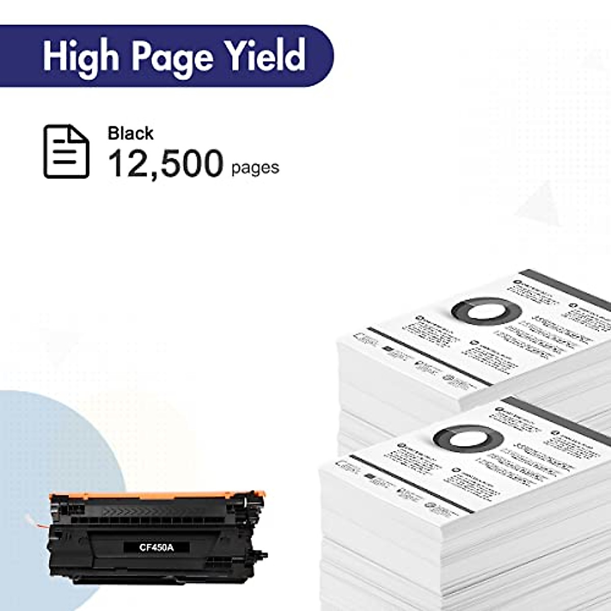 655A Toner Cartridge Compatible Replacement for HP 655A CF450A Black Toner Cartridge for HP Color Laserjet Enterprise M652n M652dn M653dn M653x M653dh MFP M681dh M681f M682z Printer Ink (1-Pack)