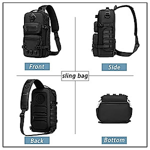 Uaskmeyt Sling Bag for Men, Sling Backpack Shoulder Crossbody Bag Waterproof Heavy Duty Over Shoulder Bag Large Capacity Casaul Daypacks (Black)