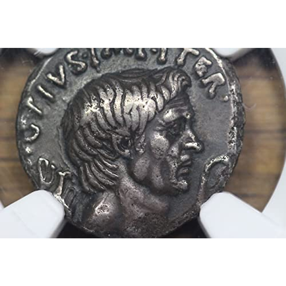 2000 Year Old Ancient Roman Silver Denarius Coin, 42 B.C. Pompey the Great, NGC Choice Very Fine Condition