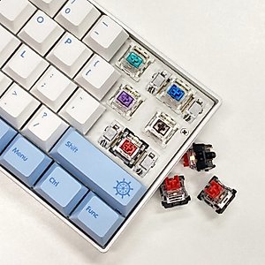 FKZ CXTECH X61 Sea Blue Theme Mechanical Keyboard,Outemu Hot Swap Switch Cherry Profile PBT Custom Keycaps,Mini 61 Keys Type-C Wired Keyboard,White Backlit 60% Gaming Keyboard (Red Switch)
