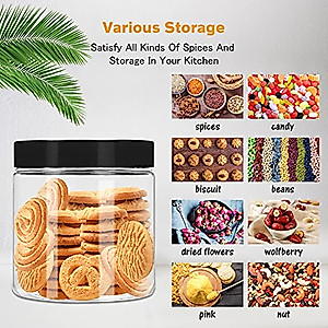 Plastic Jars with Lids 8 oz & 14 oz 24 Pcs Clear Plastic Slime Storage Jars Containers with Airtight Leak Proof Black Plastic Screw On Lids Cylinder Clear Round Jars Easy Clean Food Grade Durable Jars…