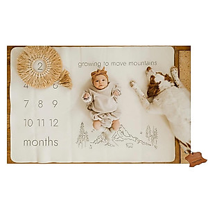 Leather Milestone Blanket Play Mat - Reversible 39"x55" Baby Play mat Baby Milestone Blanket for Baby boy or Girl Baby Milestone Blocks or Baby Milestone Cards Alternative