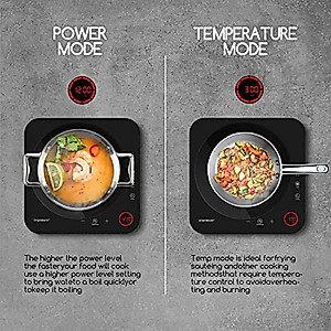 Aigostar Portable Induction Cooktop, Induction Burner with 8 Level Temp ​Setting Between 140°F-460°F, Timer, Electric Countertop Burner with LED Display, Child Safety Lock, Auto-Shut-Off
