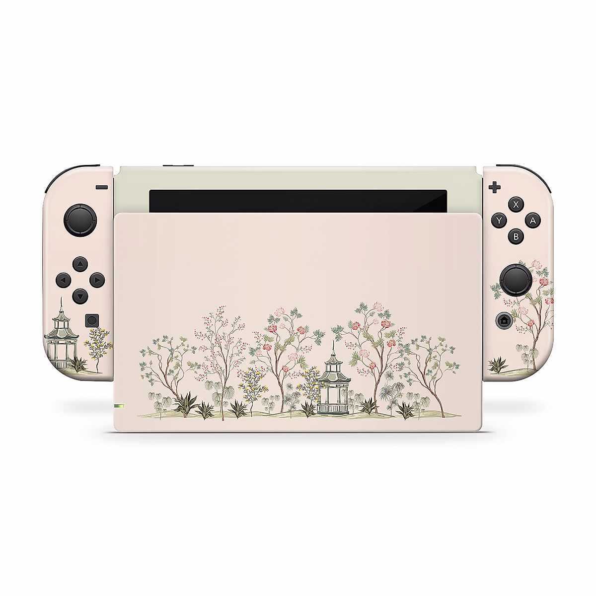 Tacky Design Japanese Cherry Blossom Skin Compatible with Nintendo Switch Skin Wrap Cover, Beige Color Skin for Nintendo Switch Stickers, Premium Vinyl 3M Full Wrap Decal