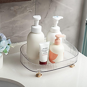 Feyarl Makeup Perfume Tray Vanity Bathroom Organzier Desktop Countertop Tray Cosmetic Skin Care Lotion Organizer Jewelry Trinket Display Decorative Tray Storage for Home Dresser Bathroom Tabletop