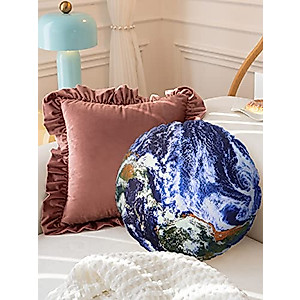 homecozy Creative Home Decoration Throw Pillow 3D Simulated Space Planet Floor Cushion for Children's Toys and Photographic Props 16x16 Inches Earth