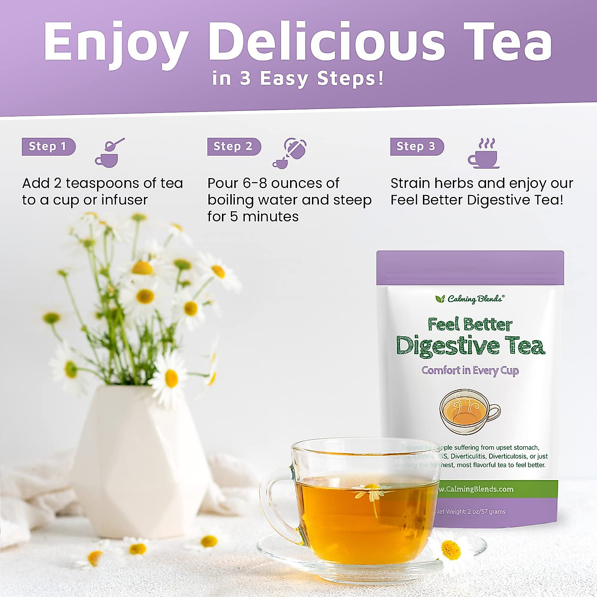 Calming Blends - Feel Better Digestive Tea - Loose Leaf Tea - Organic Herbal Teas