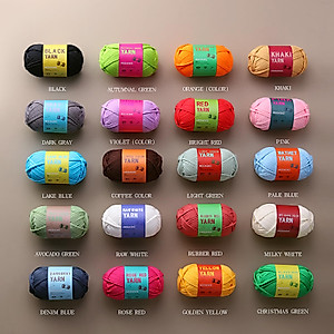 Mooaske 3 Pack (3 x 50g) Crochet Yarn with Crochet Hook - Worsted Medium Yarn for Crocheting - Easy-to-See Stitches Cotton-Nylon Blend Beginner Knitting Yarn for Adults and Kids