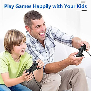 TUOZHE Wired Controller for PS2 Double Shock, 2 Pack Gamepad Remote Compatible with Play Station 2 (Two Black)