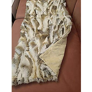 Real Rabbit Fur Throw Blanket Rabbit Fur Pelt Rug with Soft Microsuede Backing Natural Furry Thick Fur Rug Plate Pelz Leather Pelt Straw Yellow, 43.3inx21.6in /3.6ftx1.8ft