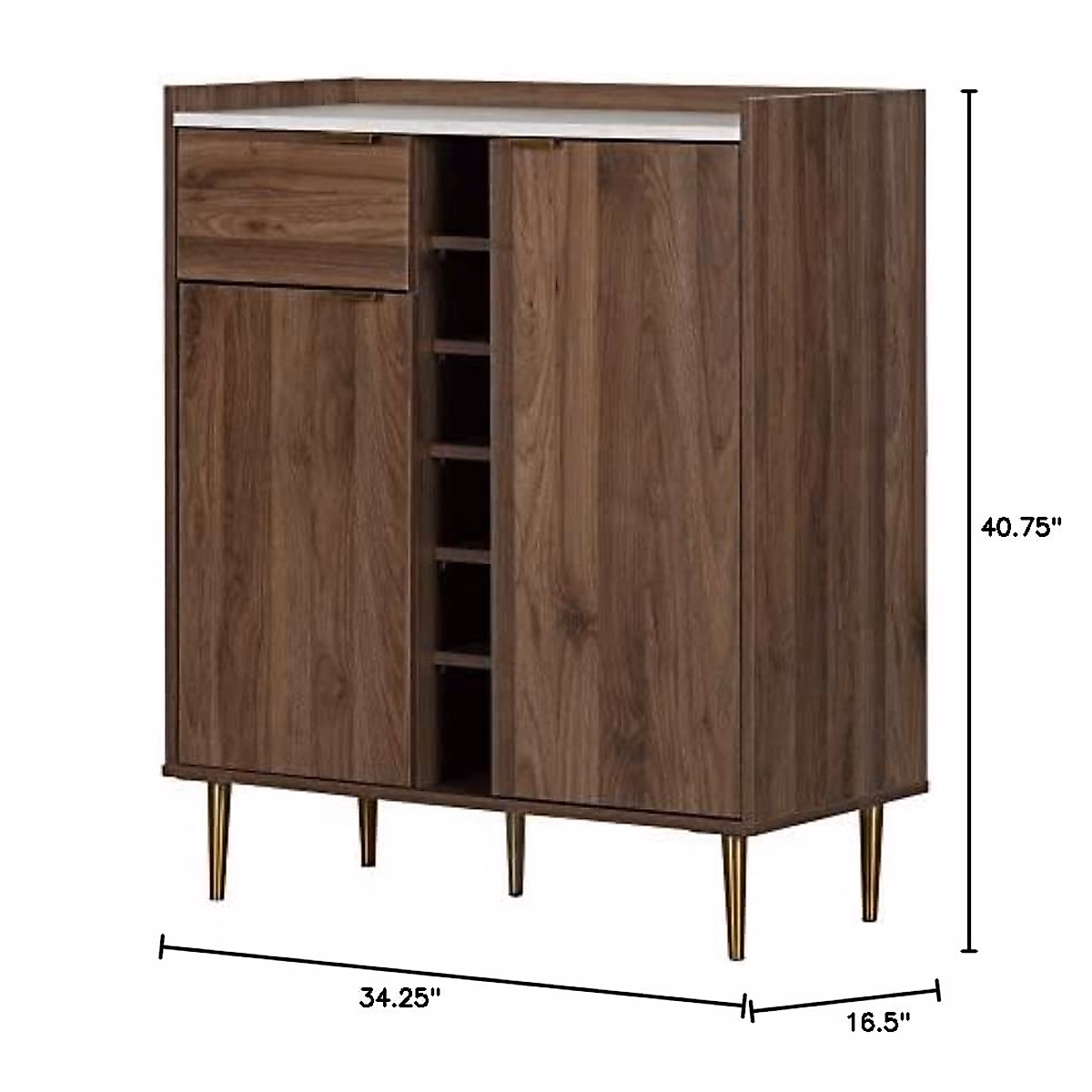 South Shore Hype Buffet with Strorage-Natural Walnut and Faux Carrara Marble