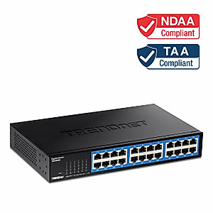 TRENDnet 24-Port Gigabit Desktop Switch, TEG-S25D, 24 x Gigabit RJ-45 Ports, 48Gbps Switching Capacity, Fanless Design, Metal Enclosure, Internal Power Supply, Lifetime Protection, Black