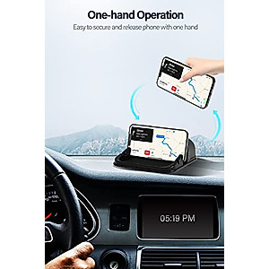 Loncaster Car Phone Holder, Cell Phone Holder Silicone Car Pad Mat for Various Dashboards, Slip Free Desk Phone Stand Compatible with iPhone, Samsung, Android Smartphones, GPS Devices and More (Black)