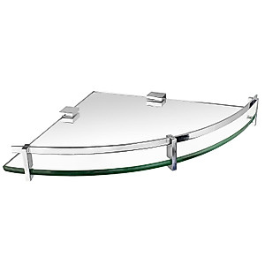 Mount-It! Glass Corner Shelf for Shower&Bathroom, Wall Mounted with Chrome Rail & 8mm Tempered Glass, 9.75 Inch
