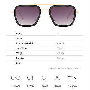 HPIRME Rectangle Sunglasses Women Oval Vintage Square Sun Glasses Men Shades Female Eyewear Anti-glare UV400,3,One size