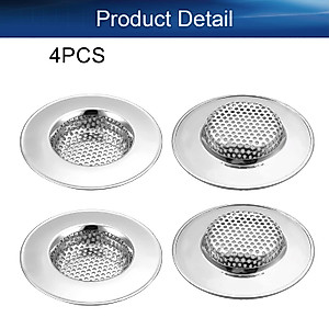 Juvielich Stainless Steel Sink Strainer-2.95" Diameter Rim Mesh Strainer Coarse Mesh Perfect for Kitchen Sink/Bathroom Bathtub Wash Basin Floor Drain Balcony Drain Hole Hair Catcher 4Pcs