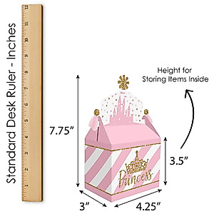 Big Dot of Happiness Little Princess Crown - Treat Box Party Favors - Pink and Gold Princess Baby Shower or Birthday Party Goodie Gable Boxes - Set of 12