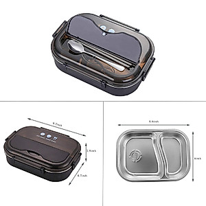 Tinaforld 304 Stainless Steel Thermal Lunch Box Leakproof Food Storage Containers, Bento Box for Adults,Men,Women
