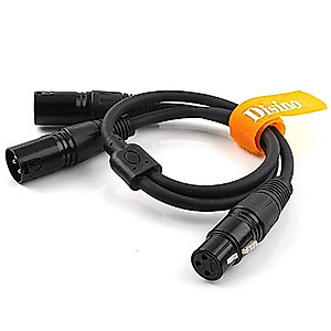 Disino XLR Splitter Cable, 3 Pin XLR Female to Dual XLR Male Patch Y Cable Balanced Microphone Splitter Cord Audio Adaptor- 5 Feet