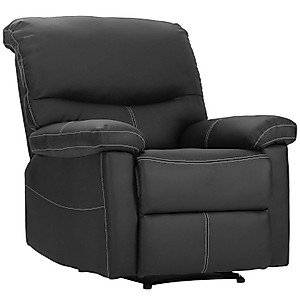 FDW PU Leather Sofa Recliner Couch Recliner Sofa Manual Reclining Sofa for Living Room Black