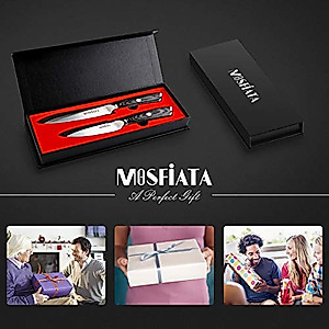 MOSFiATA 5” Chef Knife and 3.5" Fruit Knife Set with Knife Sheath, German High Carbon Stainless Steel EN.4116 with Micarta Handle and Gift Box for Vegetable and Fruit Cutting