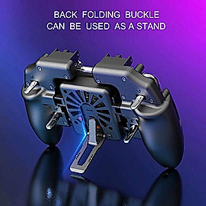FURZEQIFA PUBG Mobile Controller Joystick Turnover Button Gamepad for PUBG iOS Android Six Finger Operating Gamepad With Cooling Fan