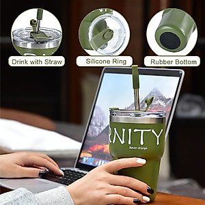 21 oz Travel Coffee Mug, Insulated Tumbler with Lid and Straw Double Wall Vacuum Insulated Tumbler Reusable Coffee Cups for Coffee, Tea and Drinks, Green